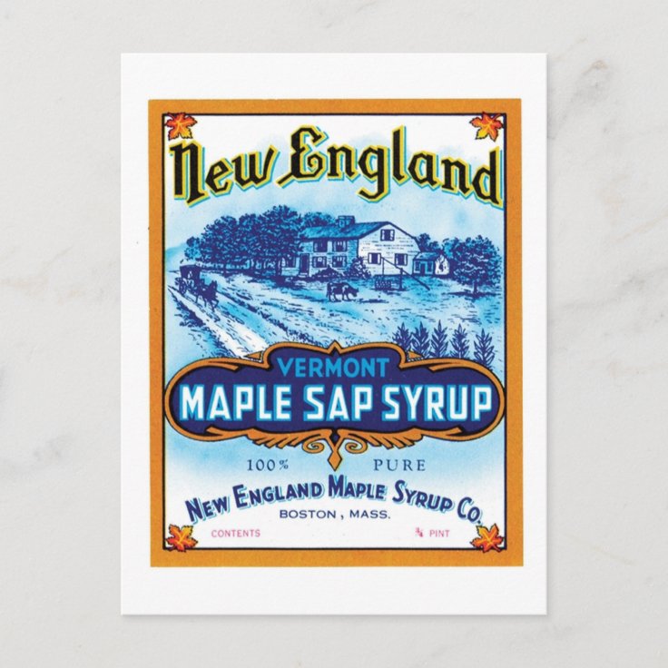 New England Maple Sap Syrup Ad Postcard | Zazzle
