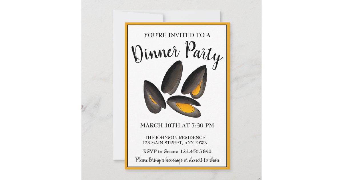 New England Mussels Beach Seafood Dinner Party Invitation | Zazzle