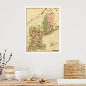 New England States Map 1839 Poster | Zazzle