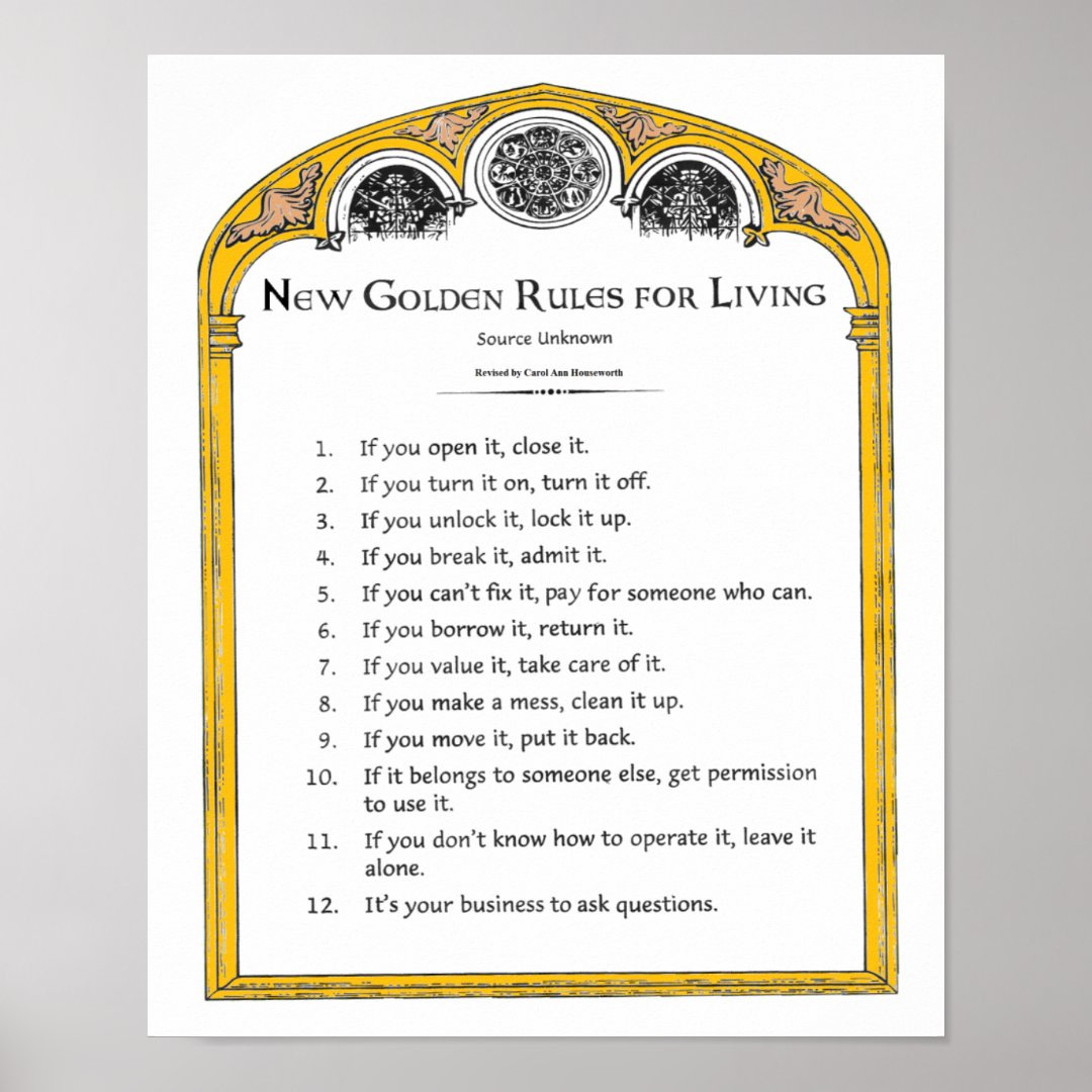 New Golden Rules for Living Poster | Zazzle