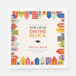 New Grad On The Block Graduation Party Napkins | Zazzle