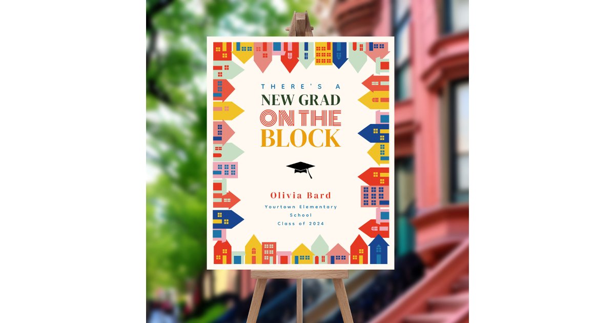 New Grad On The Block Kids Graduation Announcement Foam Board | Zazzle