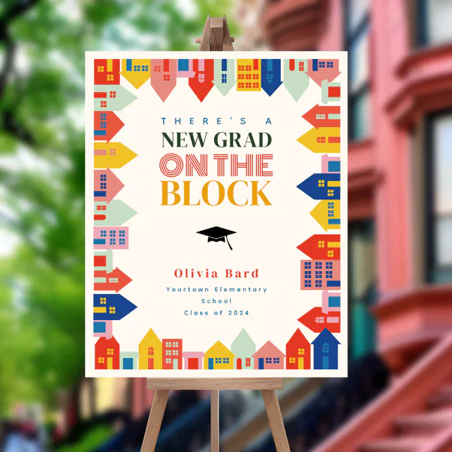 New Grad On The Block Kids Graduation Announcement Foam Board | Zazzle