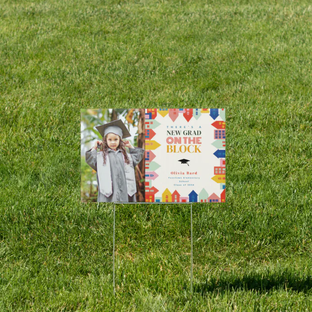 New Grad On The Block Kids Graduation Announcement Sign | Zazzle
