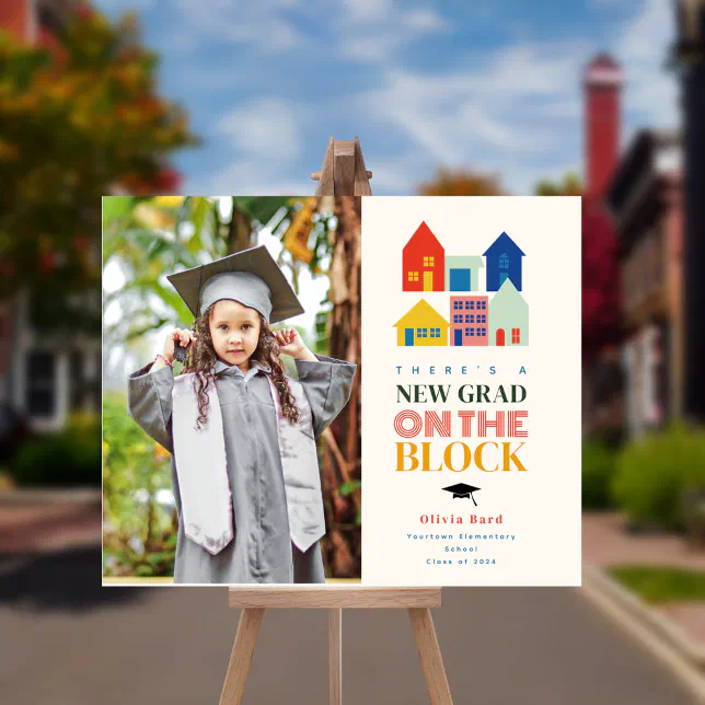 New Grad On The Block Kids Graduation Foam Board | Zazzle