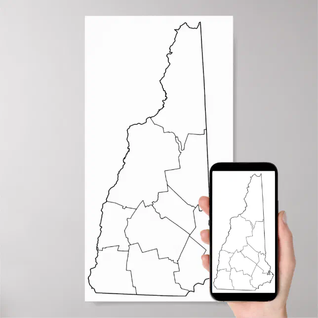 New Hampshire Counties Blank Outline Map Poster | Zazzle