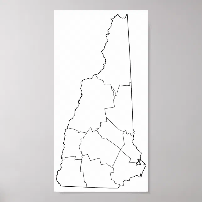 New Hampshire Counties Blank Outline Map Poster | Zazzle