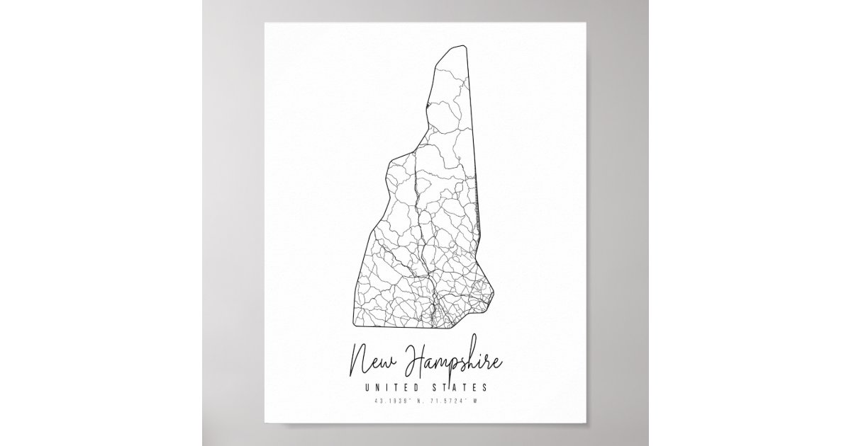 New Hampshire Minimal Street Map Poster | Zazzle
