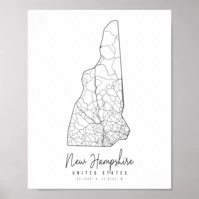 New Hampshire Minimal Street Map Poster | Zazzle