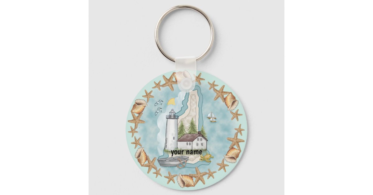 New Hampshire Shells Lighthouse Keychain | Zazzle