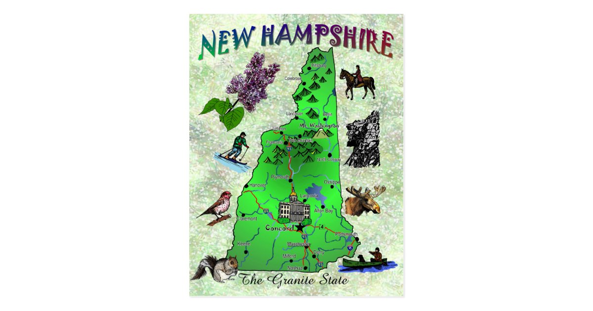 New Hampshire State map card | Zazzle.com