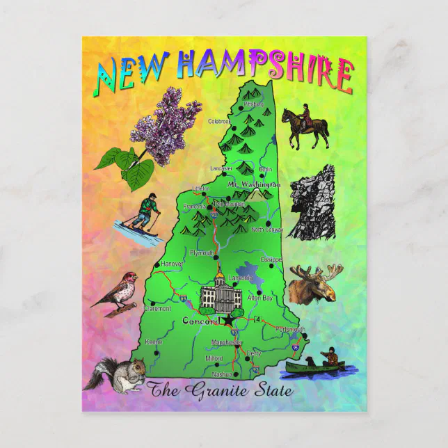 New Hampshire State map card | Zazzle
