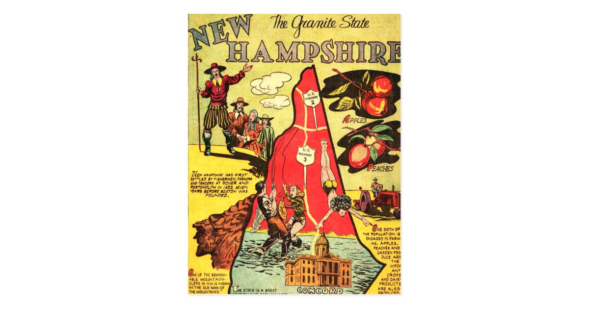 New Hampshire the Granite State Postcard | Zazzle.com