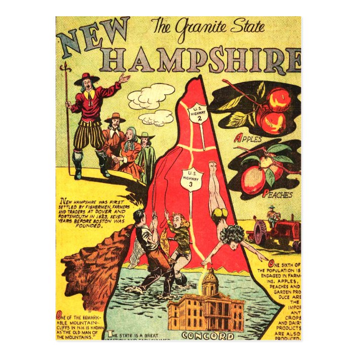 New Hampshire the Granite State Postcard | Zazzle.com