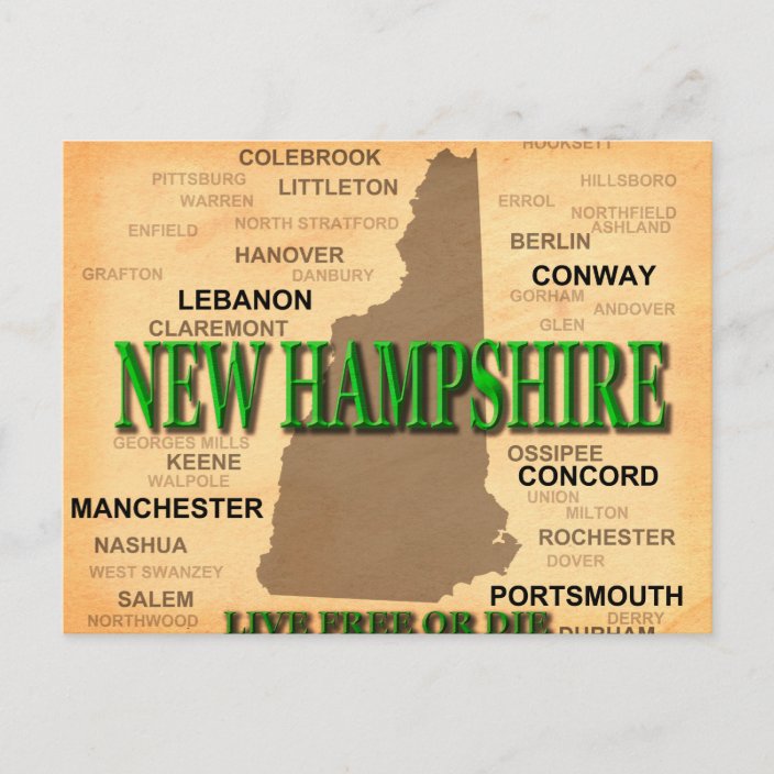 New Hampshire Vintage Map Postcard | Zazzle.com