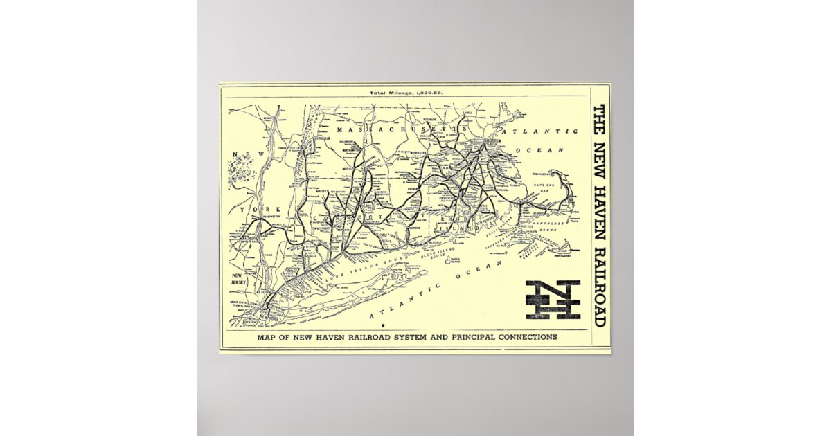 New Haven Railroad 1956 Map Poster | Zazzle