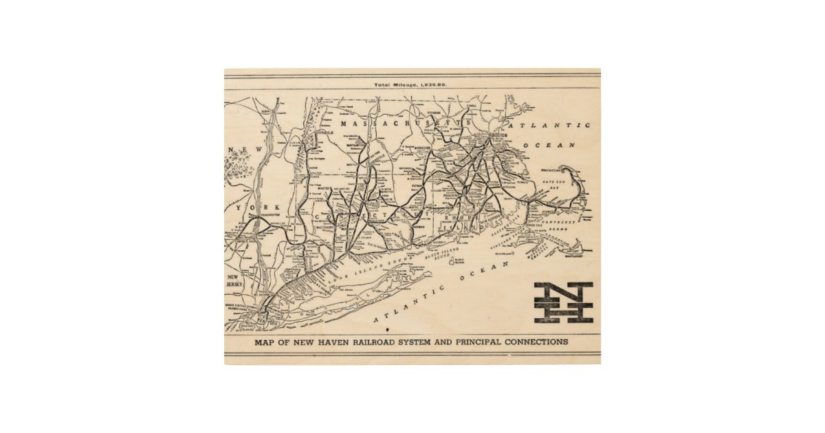 New Haven Railroad 1956 Map Wood Wall Decor | Zazzle