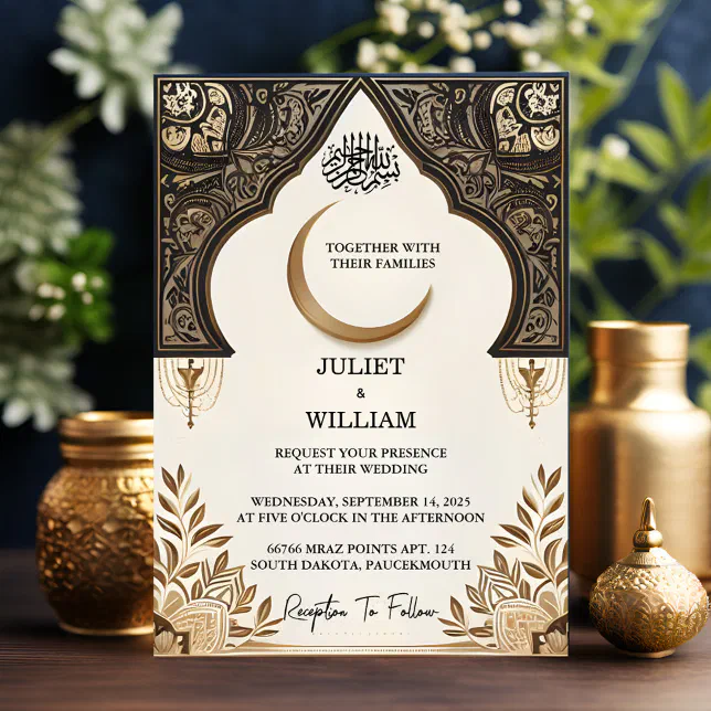 New Henna Islam Nikah Arabic Walima Muslim Wedding Invitation | Zazzle