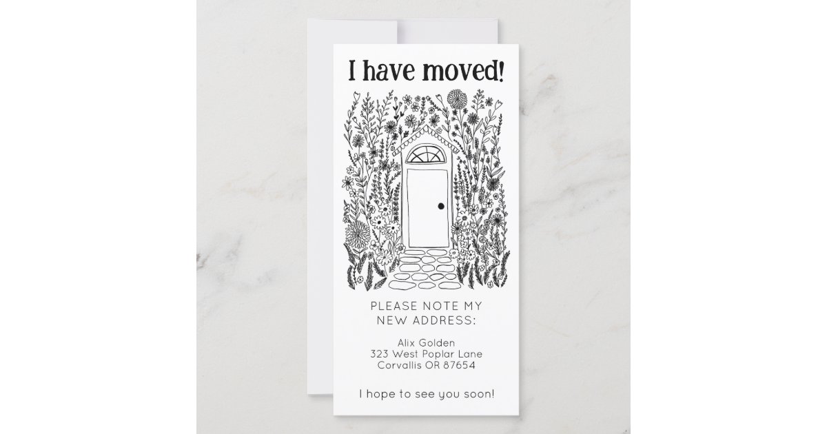 New Home Address Cute Garden Door Tree-Free Card | Zazzle