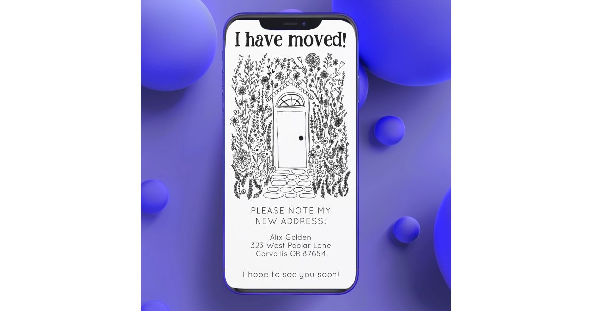 New Home Address Cute Garden Door Tree-Free Card | Zazzle