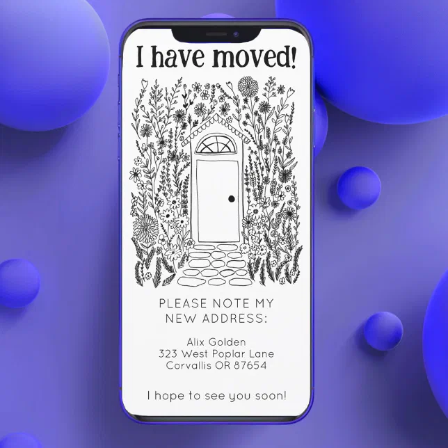New Home Address Cute Garden Door Tree-Free Card | Zazzle