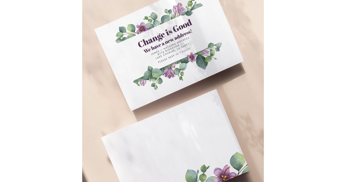 New Home Address Eucalyptus Moving Announcement | Zazzle