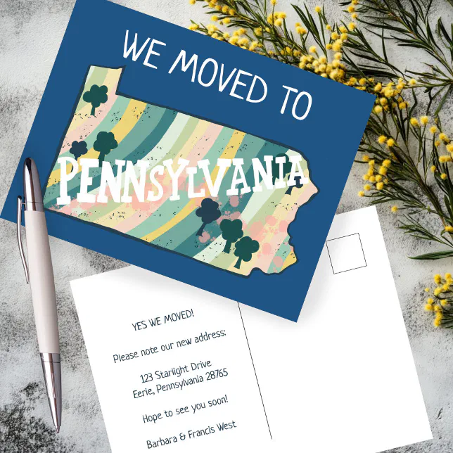 NEW HOME ADDRESS Pennsylvania State Map Postcard | Zazzle