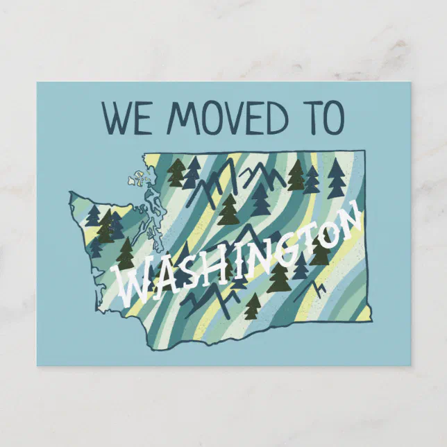 NEW HOME ADDRESS Washington State Illustrated Map Postcard | Zazzle