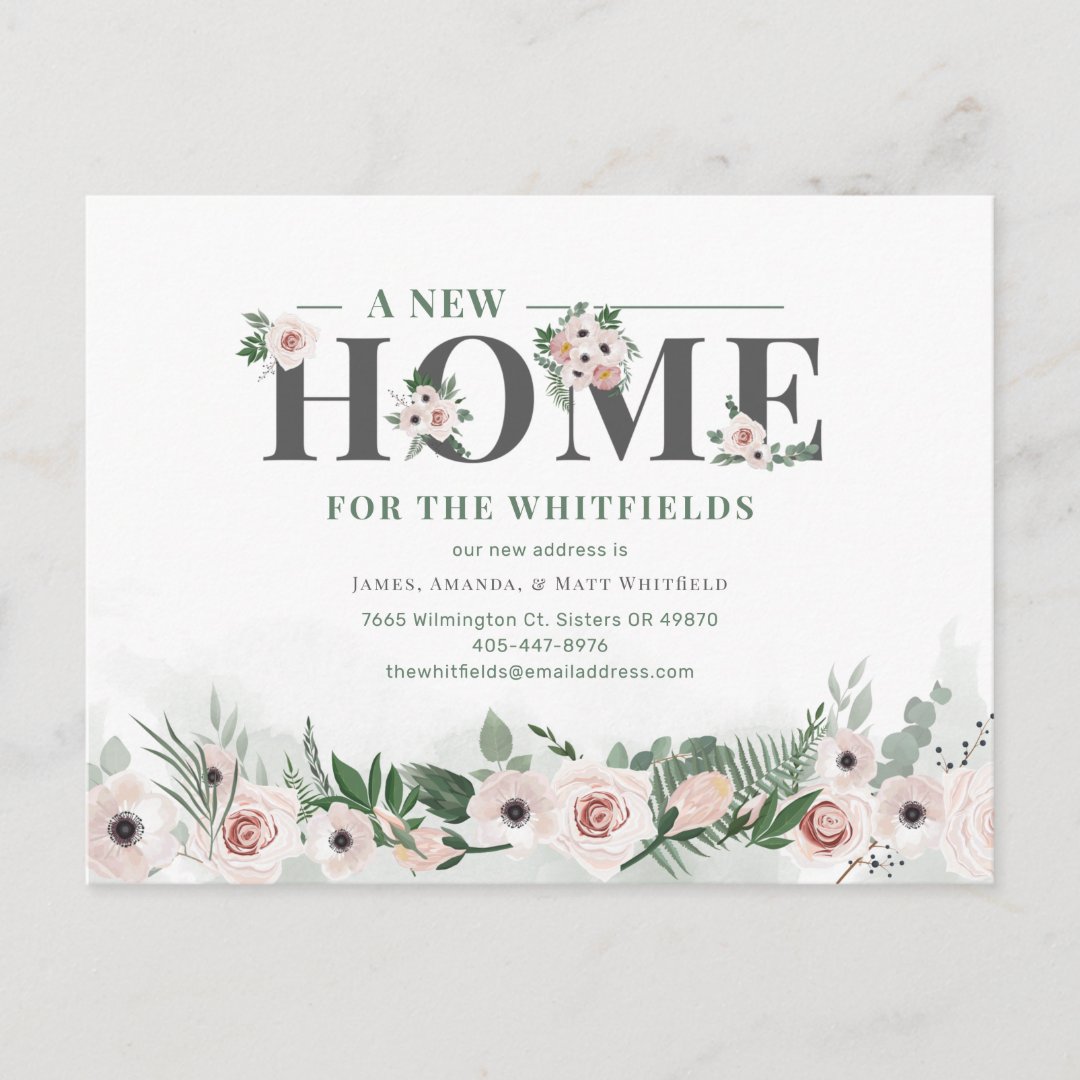 New Home Address We've Moved Floral Moving Postcard | Zazzle