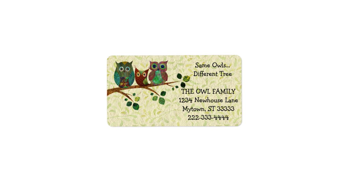 New Home Announcement Cute Owls Return Address Label | Zazzle