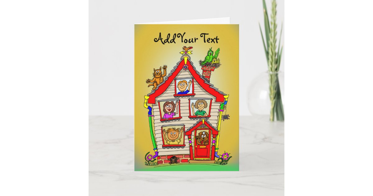 New Home Cartoon House Card | Zazzle