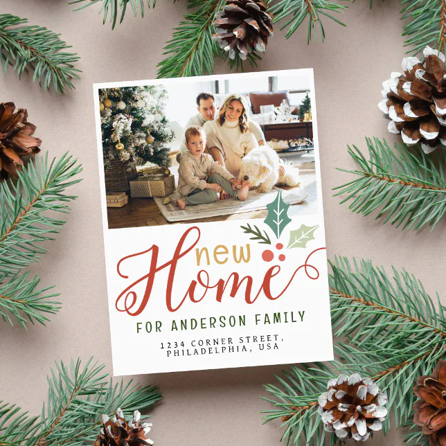 New Home Christmas Holiday Moving Photo Announcement Postcard | Zazzle
