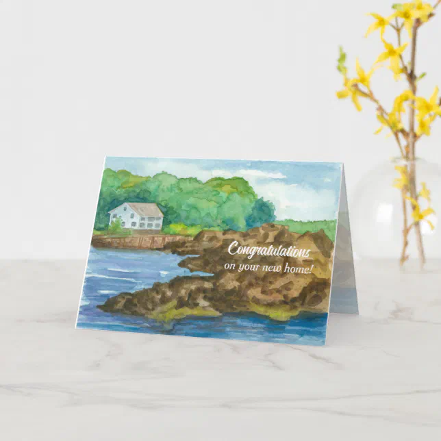 New Home Congratulations Beach Cottage Ocean Card | Zazzle