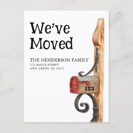 New Home Mailbox Moving Announcement Postcard | Zazzle