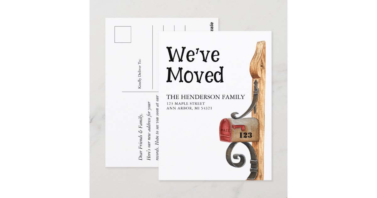 New Home Mailbox Moving Announcement Postcard | Zazzle