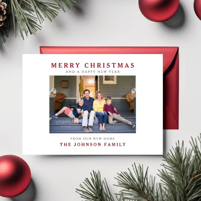 New Home Merry Christmas Moving Photo Holiday Postcard | Zazzle