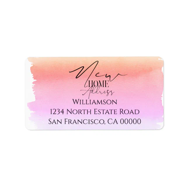 New Home Modern Watercolor New Address Label | Zazzle