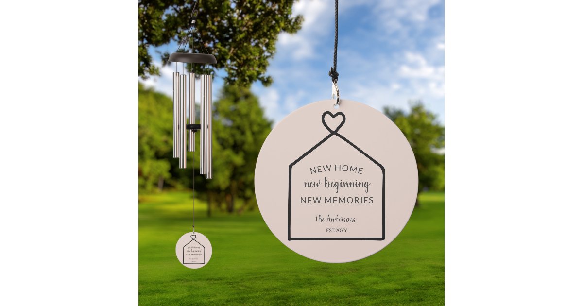 New Home New Beginning Personalized Family Wind Chime | Zazzle