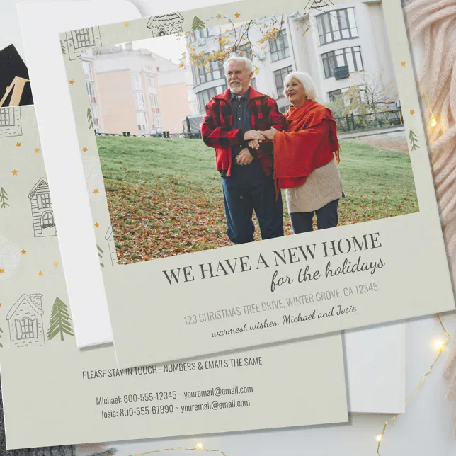 New Home Photo Pine Tree House Moving Announcement | Zazzle