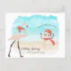 New Home Sandy Snowman Flamingo on Beach Holiday Postcard | Zazzle