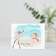 New Home Sandy Snowman Flamingo on Beach Holiday Postcard | Zazzle