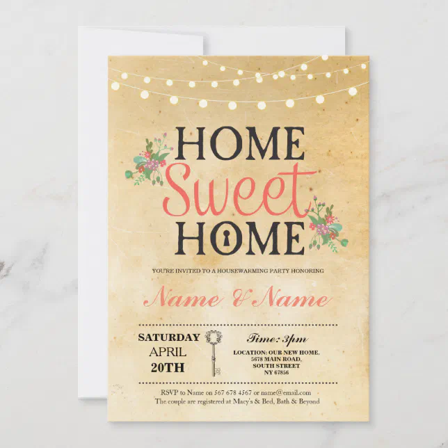 New House warming Sweet Home Key Invitation Invite | Zazzle