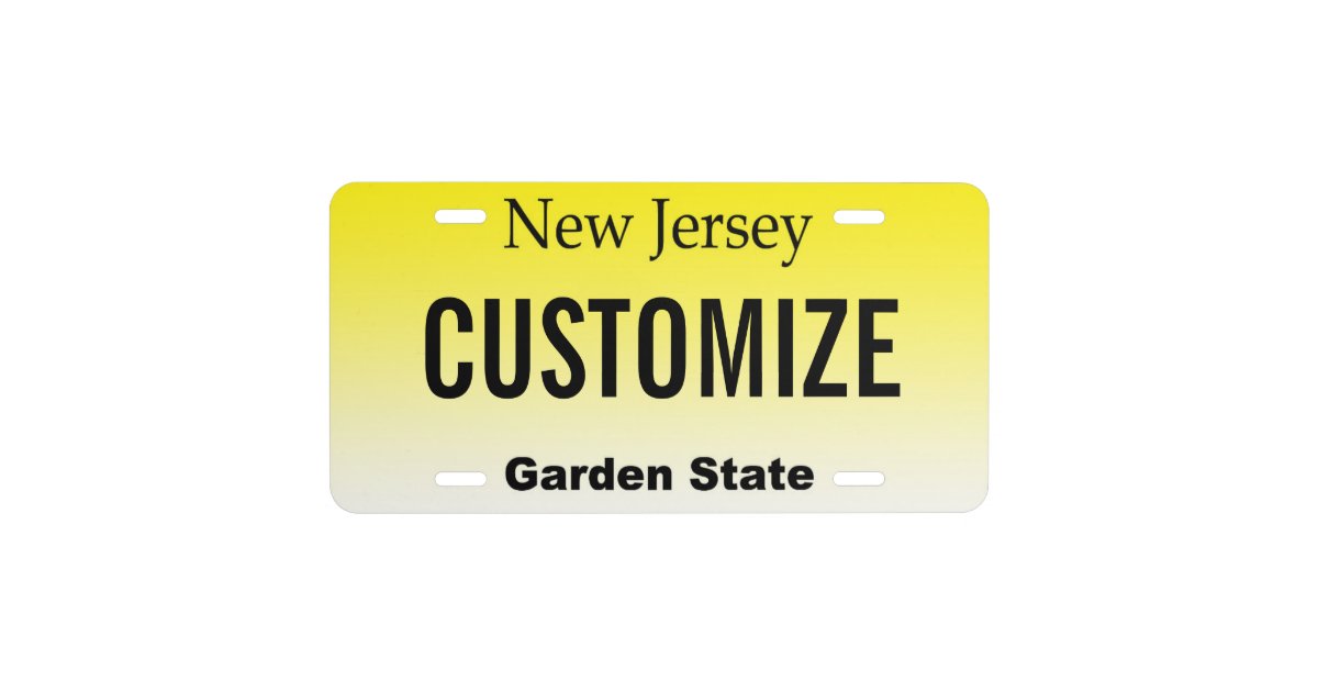 New Jersey Customized Vanity License Plate | Zazzle