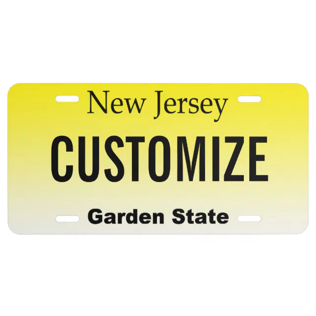 New Jersey Customized Vanity License Plate | Zazzle