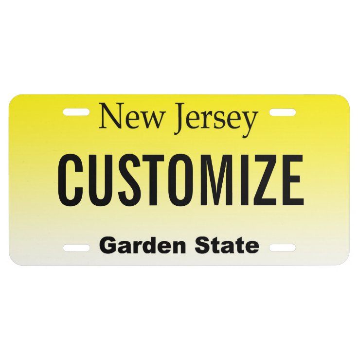 New Jersey Customized Vanity License Plate | Zazzle