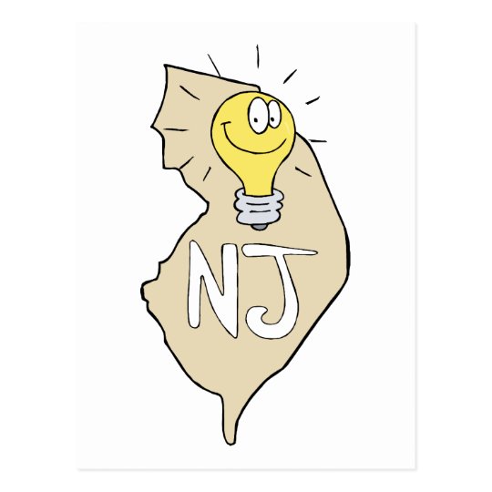 New Jersey NJ Map with funny Light Bulb Cartoon Postcard | Zazzle.com