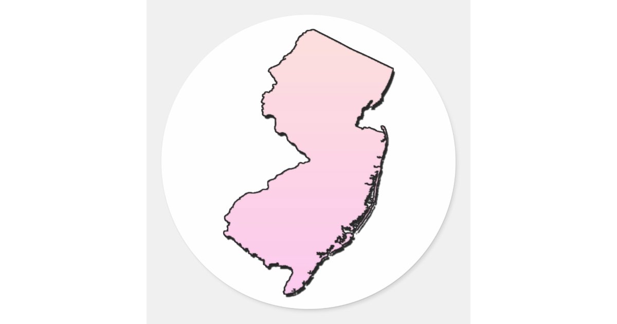 New Jersey Pink Outline Classic Round Sticker | Zazzle