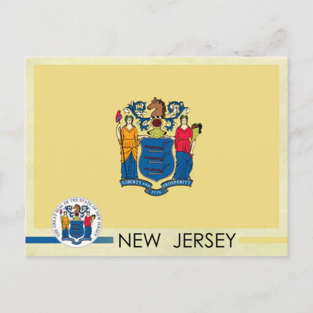 New Jersey State Flag and Seal Postcard | Zazzle