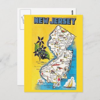 New Jersey State Map Postcard | Zazzle
