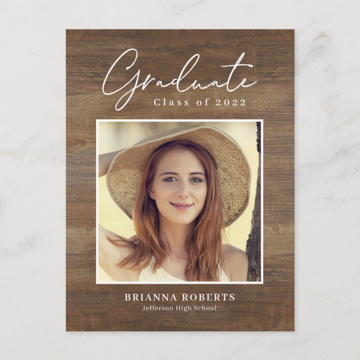 New Journey Rustic Graduation Announcement Postcar Postcard | Zazzle